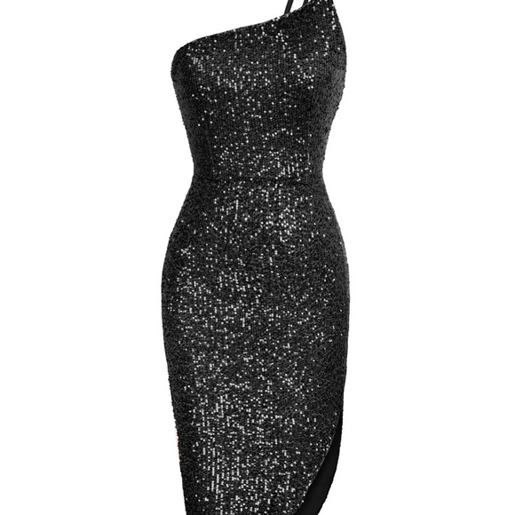 Dresses | Kate Kasin Dresses Kate Kasin Large Black Sequin One Shoulder ...